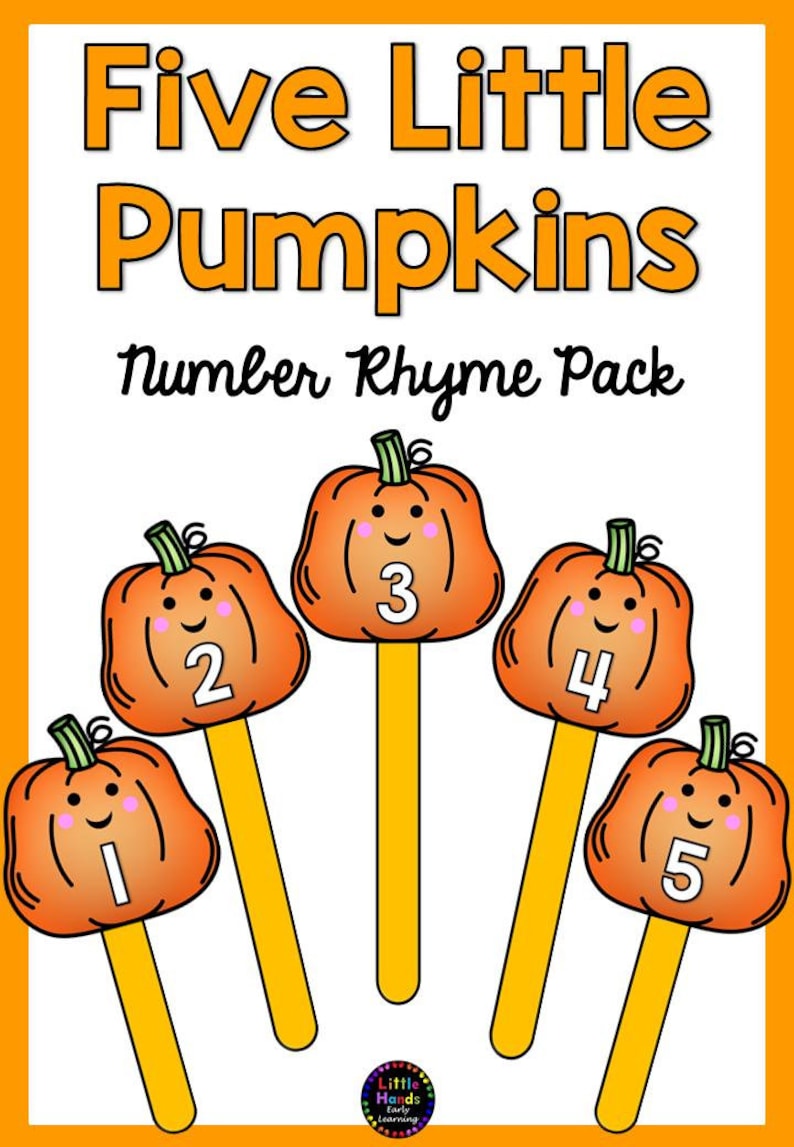 Five Little Pumpkins Song: Number Rhyme Stick Puppets (digital Download ...