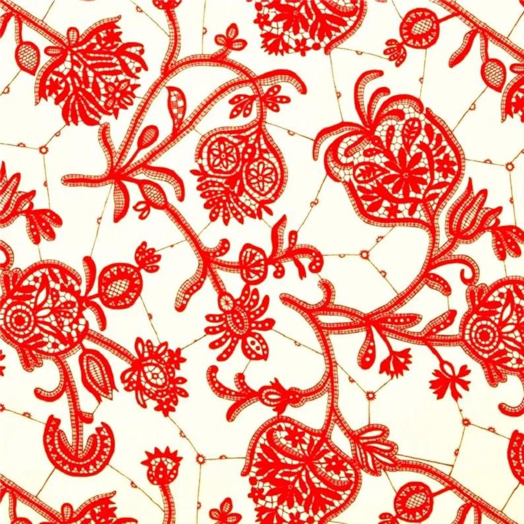 Amy Butler - LARK Souvenir Persimmon - Ivory Red - Cotton Quilting ...