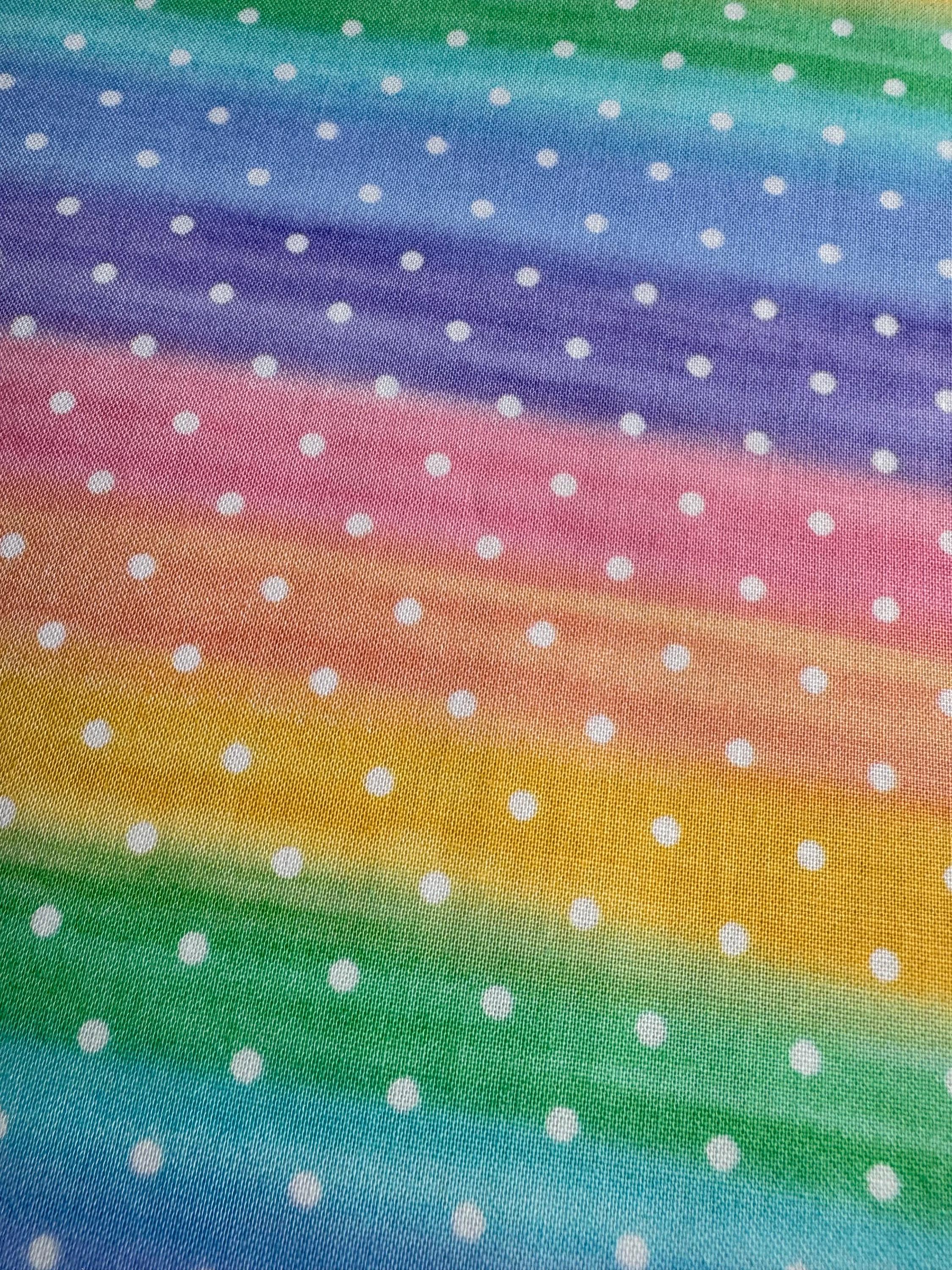 Rainbow Stripe Polka Dot Fabric, 100% Cotton, by the Half Yard - Etsy