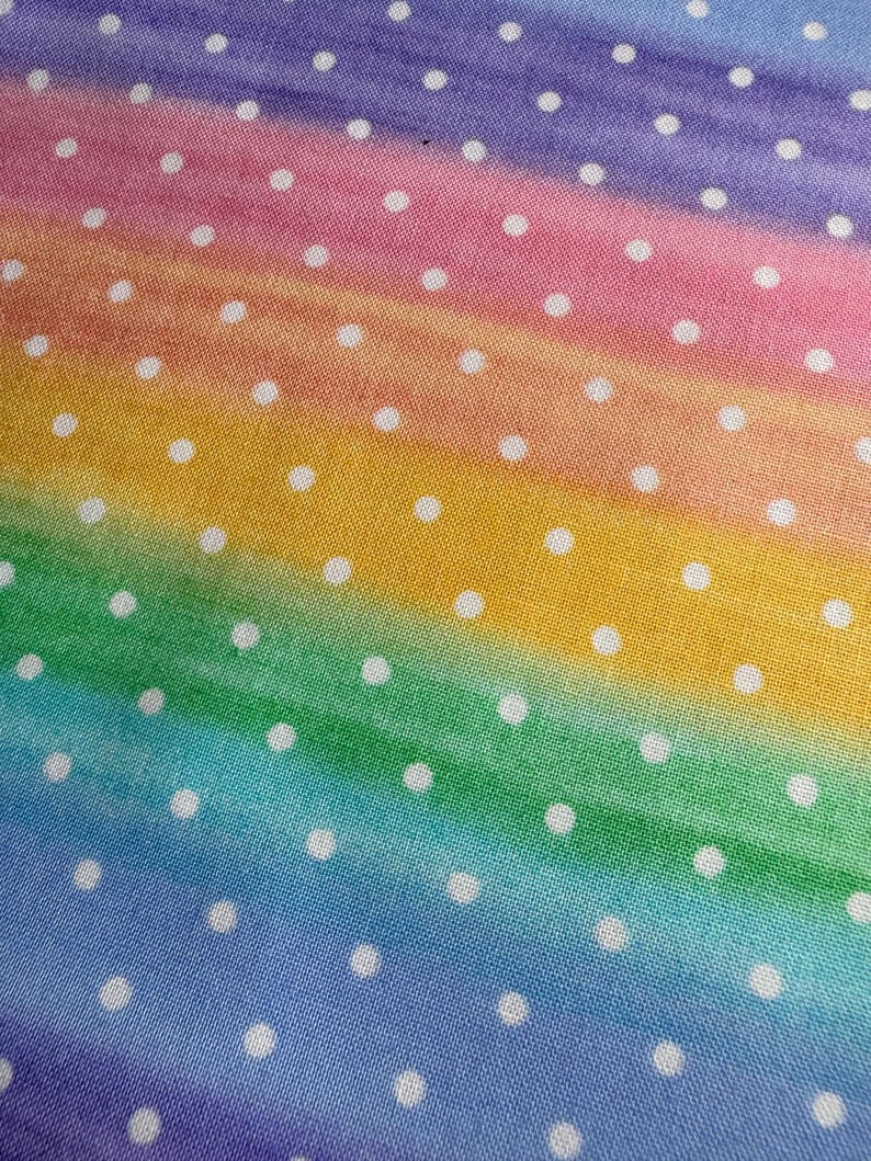 Rainbow Stripe Polka Dot Fabric, 100% Cotton, by the Half Yard - Etsy