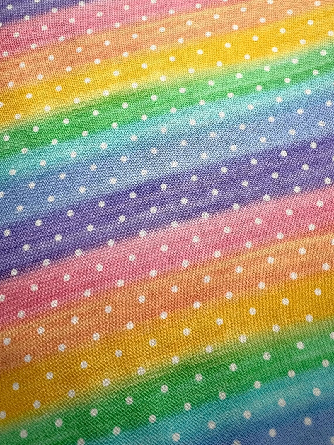 Rainbow Stripe Polka Dot Fabric, 100% Cotton, by the Half Yard - Etsy