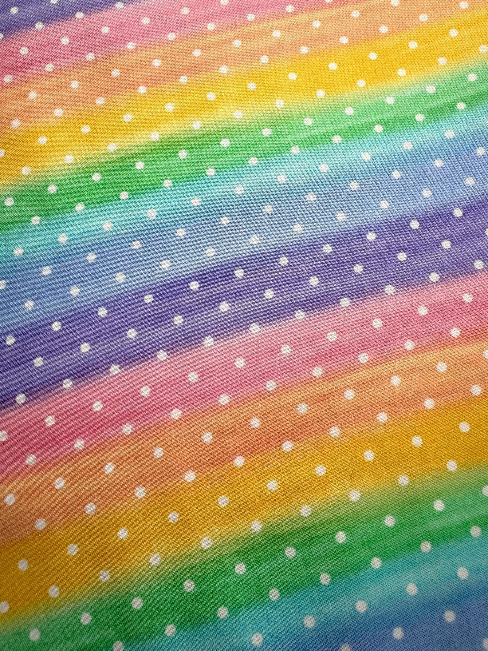 Rainbow Stripe Polka Dot Fabric, 100% Cotton, by the Half Yard - Etsy