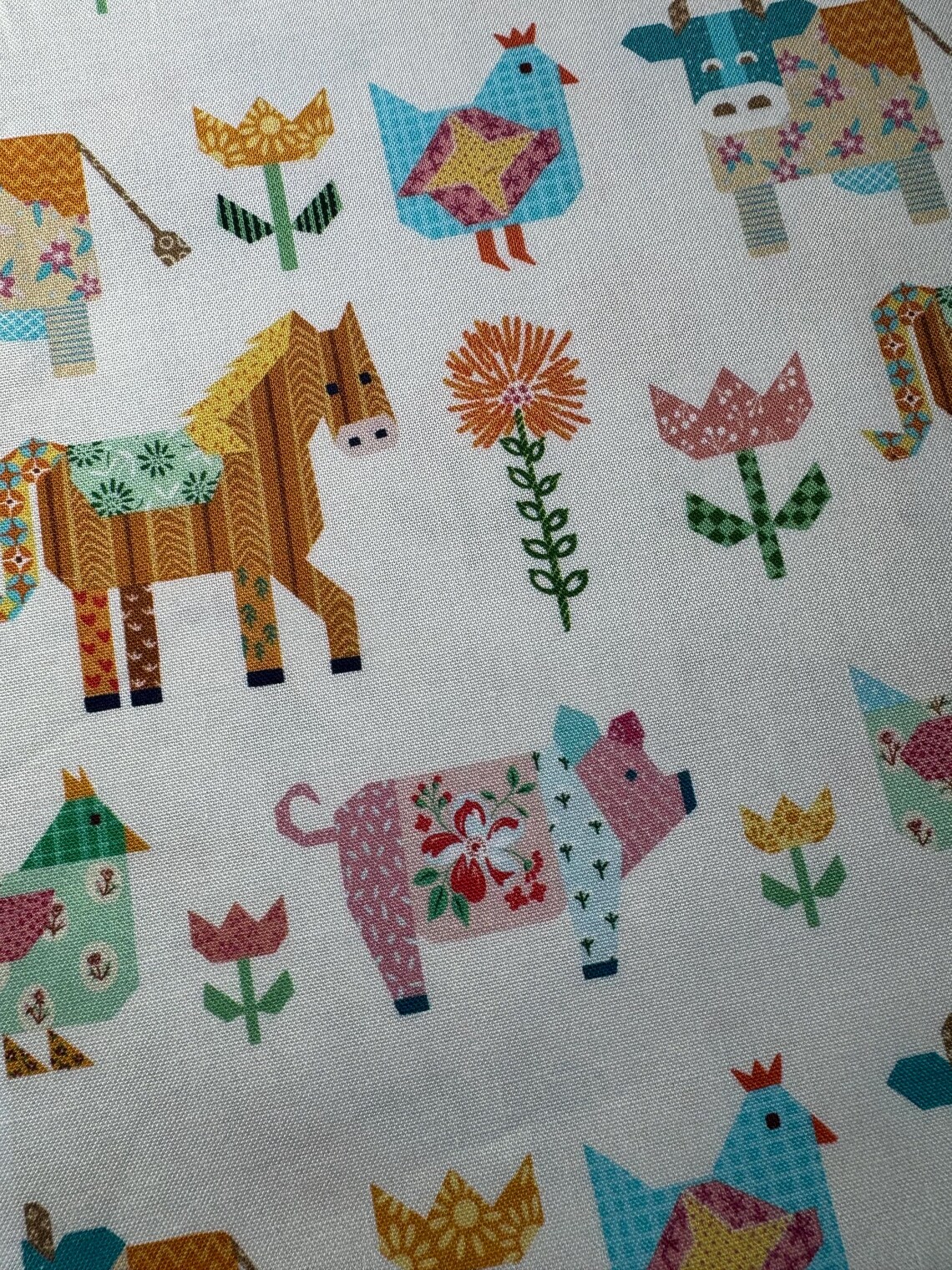 Patchwork Farm Animal Fabric - 100% Cotton - by the Half Yard - Etsy