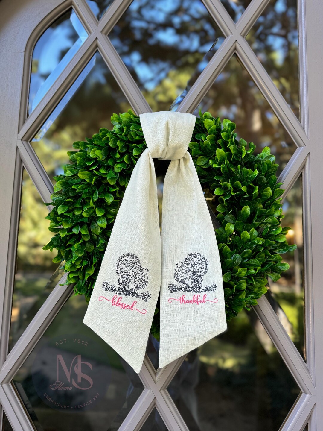 Linen Thanksgiving Turkey Blessed and Thankful Sash in for Mom ...