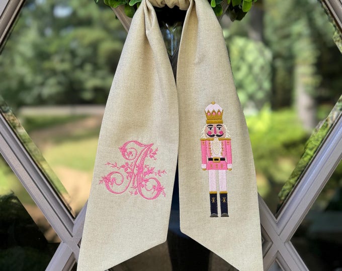 Large Sparkly Christmas Nutcracker Wreath Sash, Whimsical Christmas ...