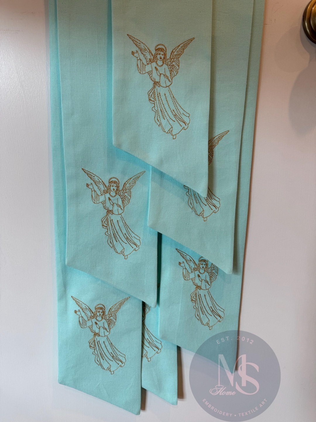 Gold Angel Wreath Sash Made in Aqua Cotton - Perfect Christmas Gift - Etsy