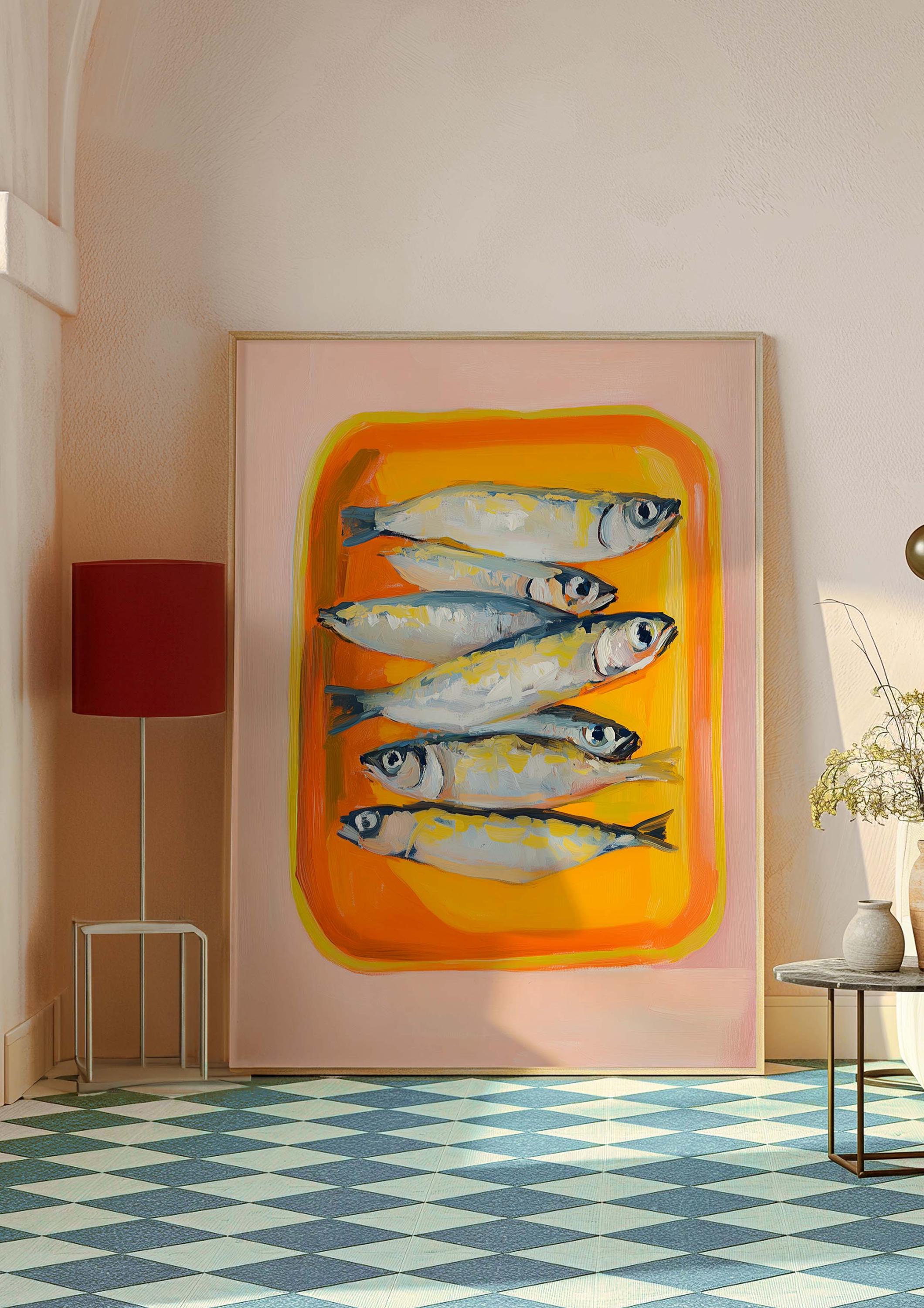 Tinned Fish Sardines Anchovy Digital Download Wall Art Print Vibrant ...