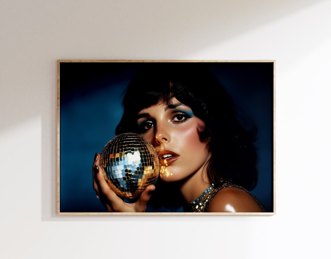 Retro Disco Girl Poster Mid Century Modern Wall Art, Vintage 70's ...