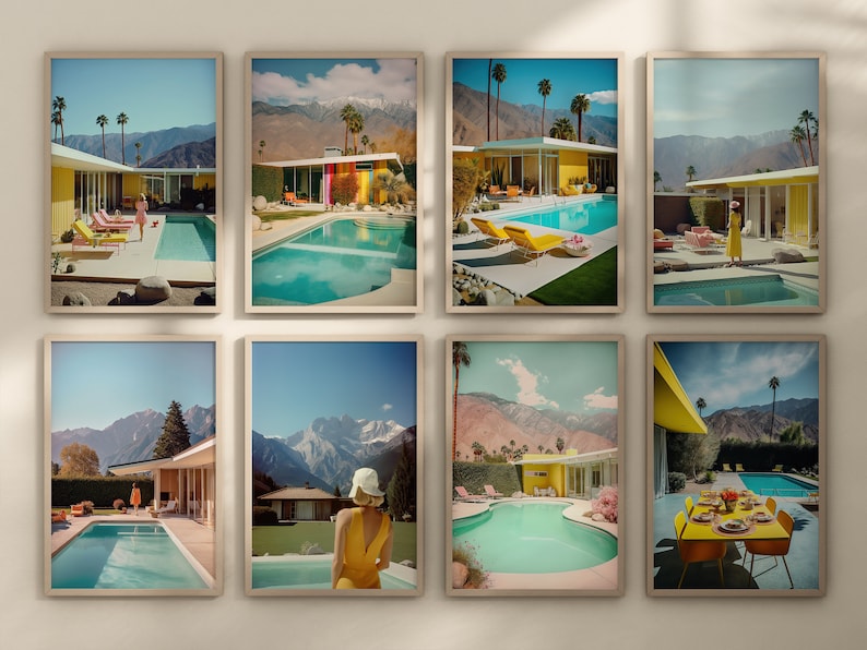Palm Springs Mid Century Modern Digital Art Print Bundle of 8 - Etsy