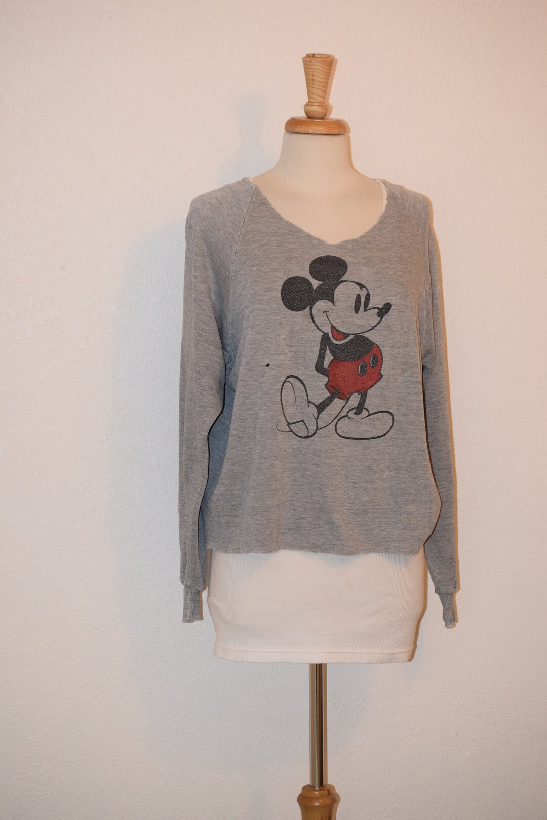 Oversize Worn Soft 'disney' Mickey Mouse Distress Cut - Etsy
