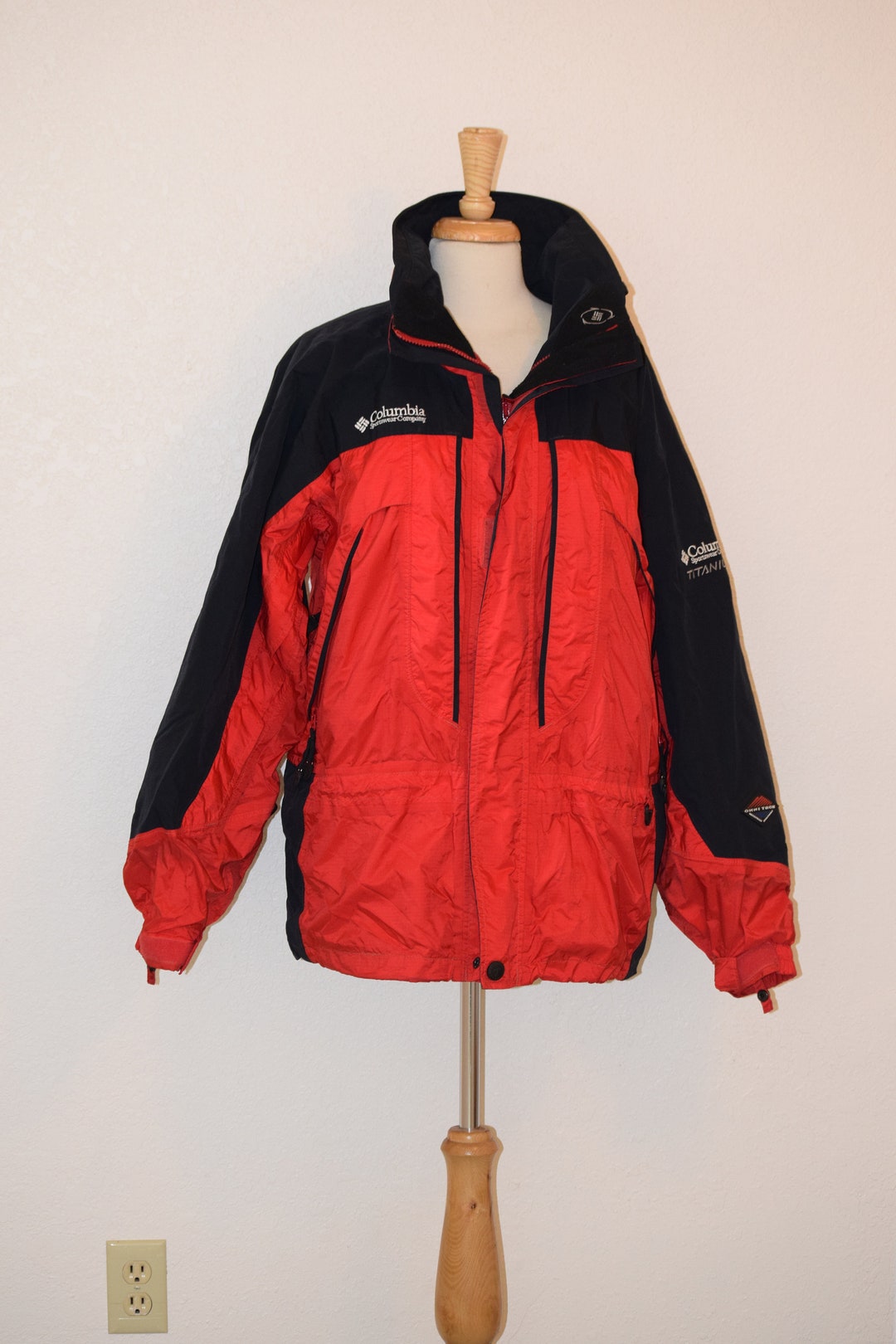 Black and Red 'columbia Titanium' Winter Jacket / Down Ski Jacket ...