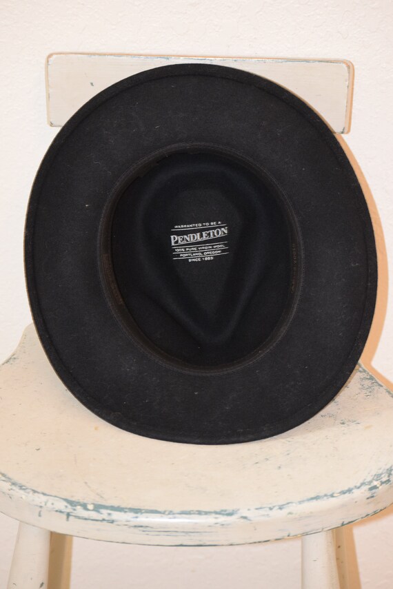 Black Wool 'Pendleton' Cowboy / Cowgirl Hat with Brow… - Gem