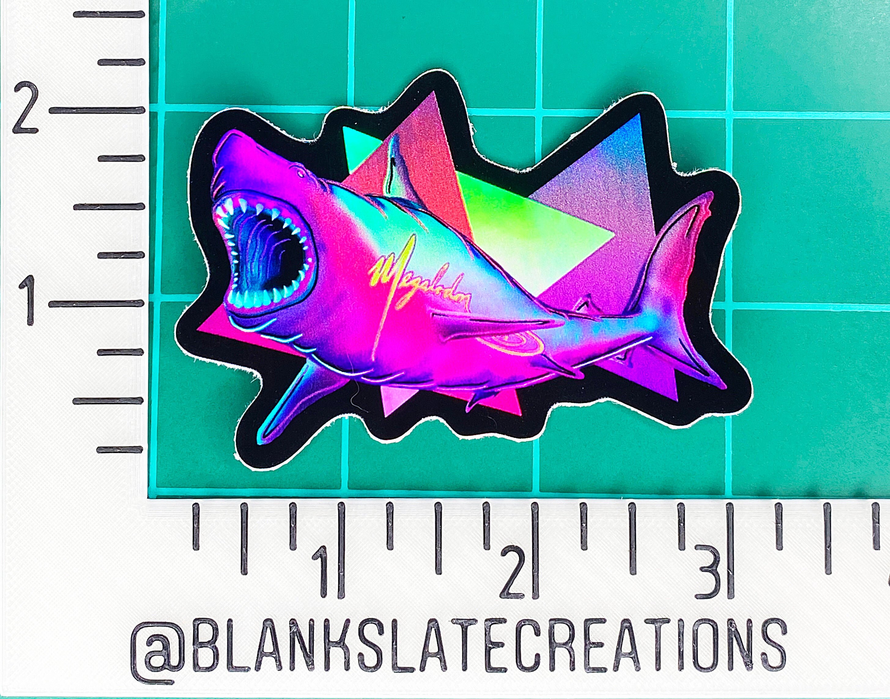 Synthwave Retro Megalodon Shark Holographic Sticker - Etsy