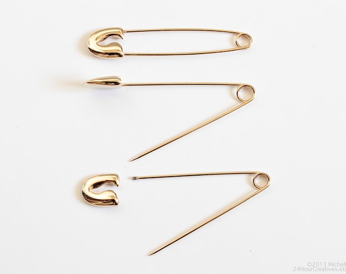 Screw-on Safety Pin for Beading - 2.25" 14K Gold Plated Screw off Head ...