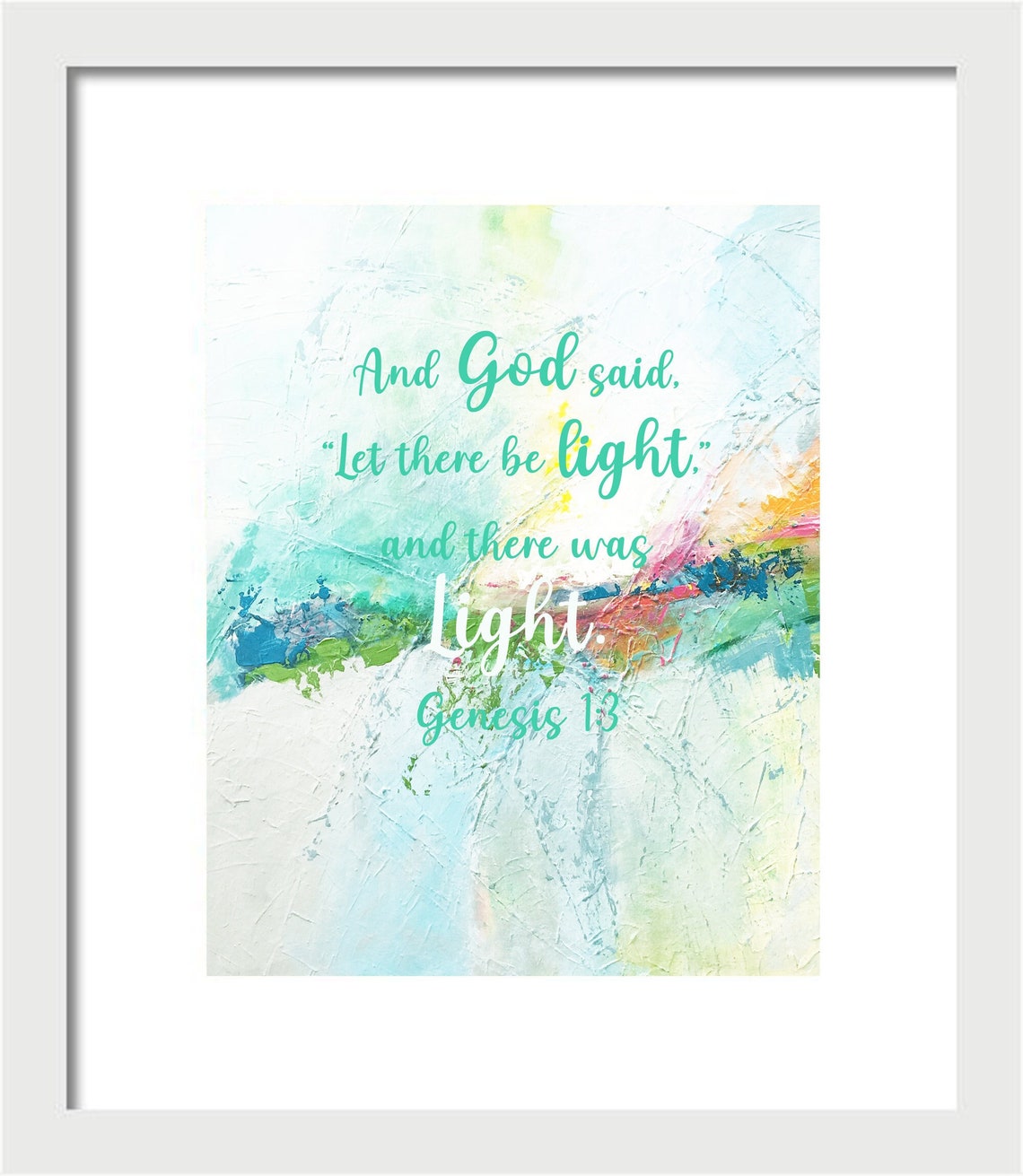 Genesis 1:3 and God Said, Let There Be Light...scripture Art, Christian ...