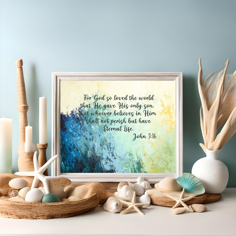 John 3:16 for God so Loved the World, Digital Download, Christian Art ...