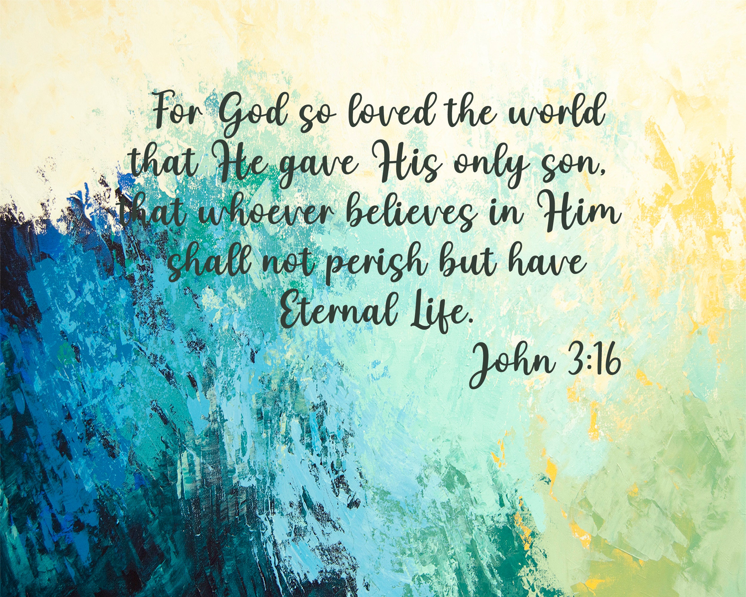 John 3:16 for God so Loved the World, Digital Download, Christian Art ...