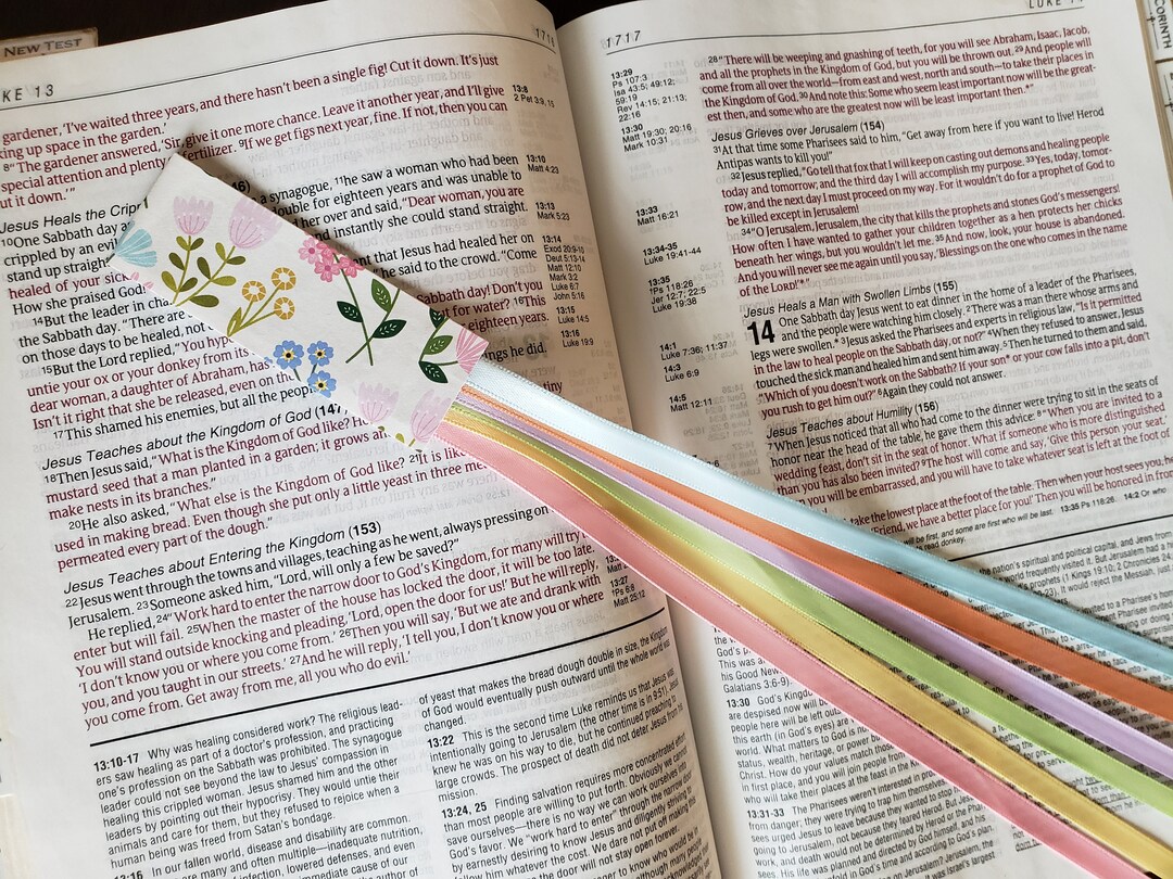 WILDFLOWER Bible Bookmark Ribbons/ Multi Ribbon Book Mark/bible ...