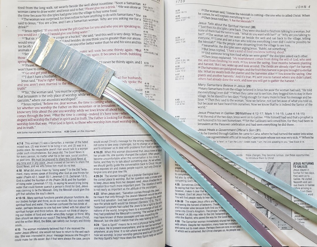 SEA GLASS Bookmark Ribbons/multi Page Bible Bookmark/ Multi Ribbon Book ...