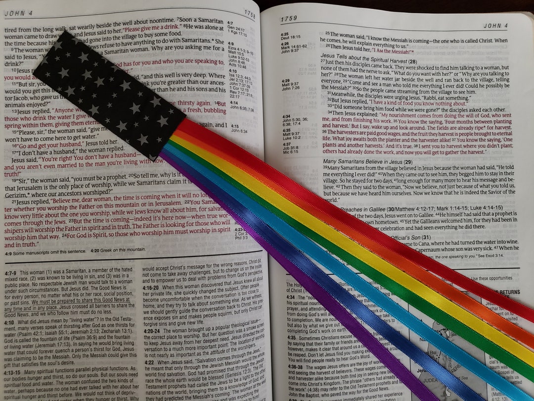 7 RAINBOW Bible Bookmark Ribbons/ Ribbon Book Mark/ Bible Study, Hymnal ...