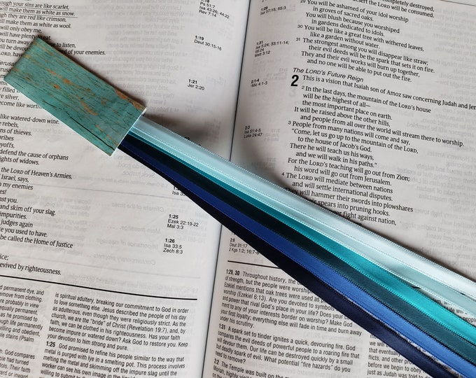 BLUE HUES Bible Bookmark Ribbons/ Multi Ribbon Book Marker/ Bible ...