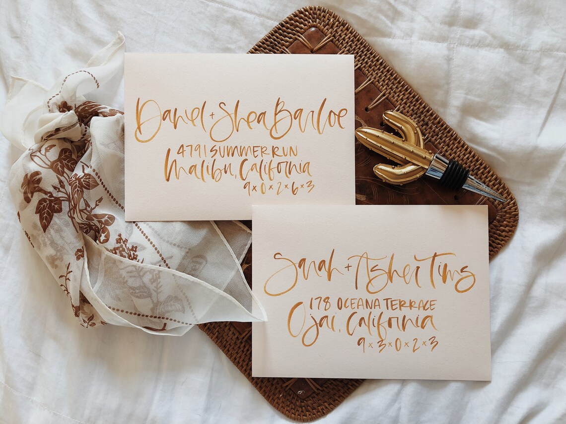 Brush Calligraphy Hand Lettered Envelope Addressing Hand - Etsy