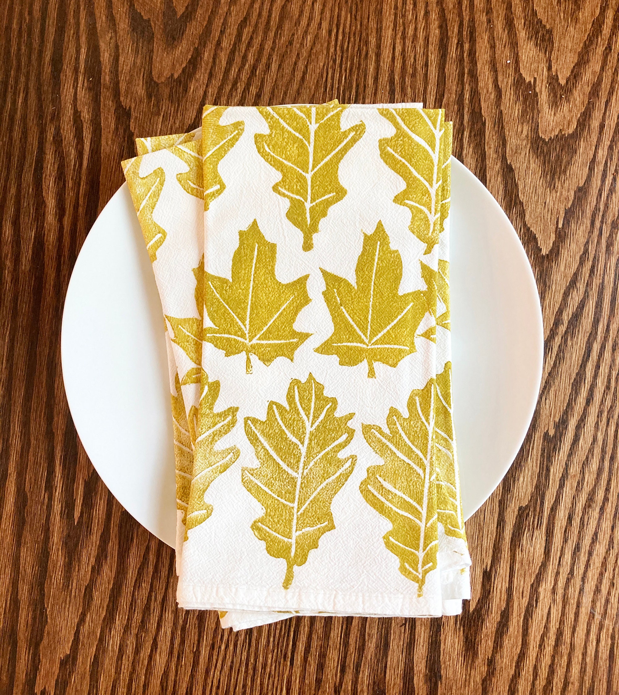 Block Print Napkins Cloth napkin Leaf mother's day - Etsy.de