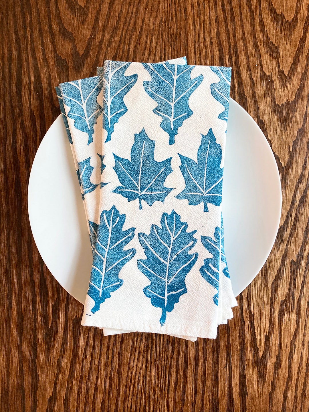 Block Print Cloth Napkins: Leaf Design, Set of 4 - Etsy