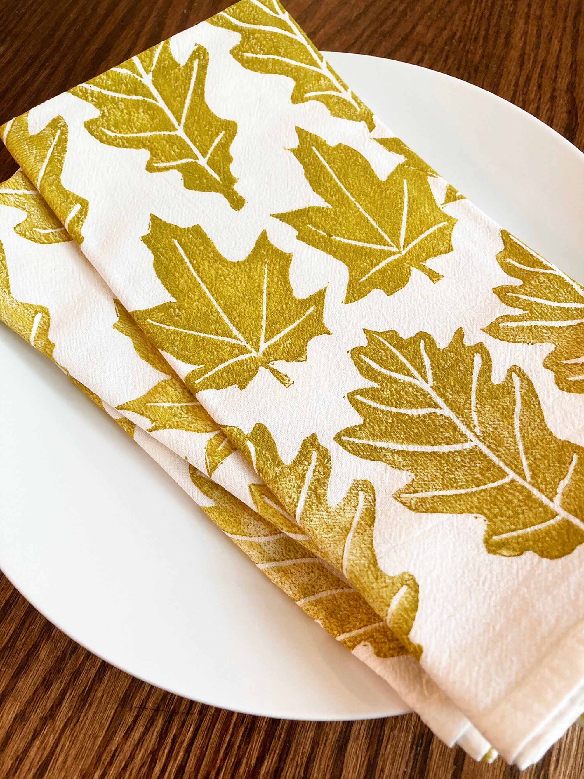 Block Print Napkins Cloth napkin Leaf mother's day - Etsy.de