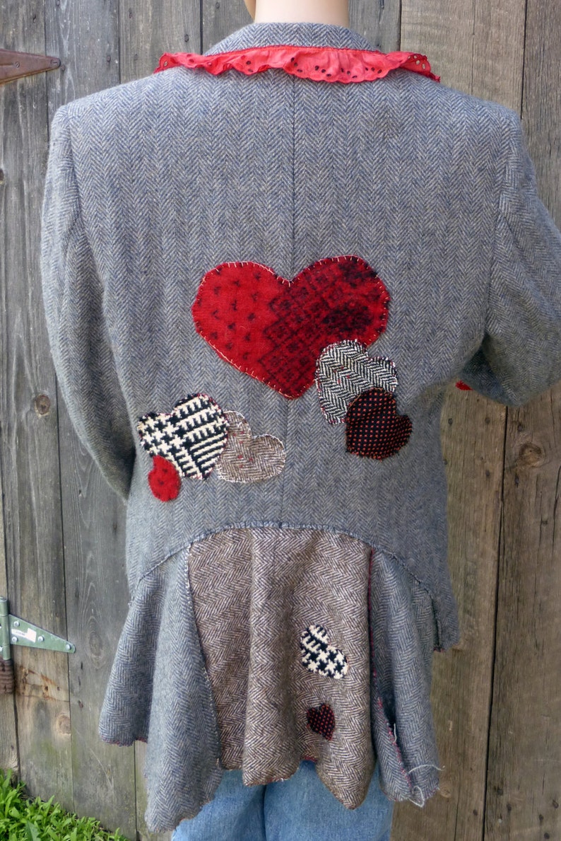 Tweed Riding Boho Blazer Upcycled Embellished Embroidered Appliqued ...