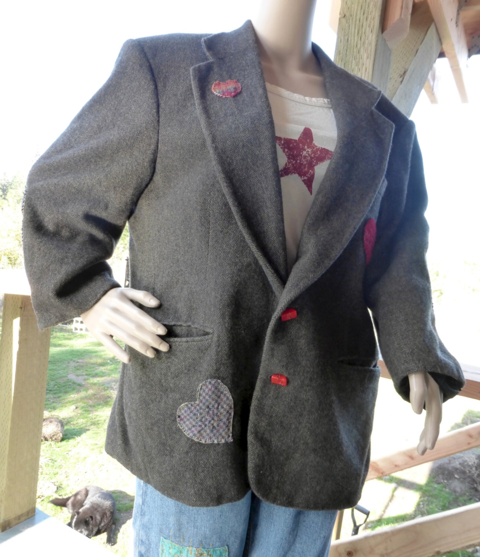 Funky Big Love Upcycled Tweed Riding Jacket With Embroidered | Etsy