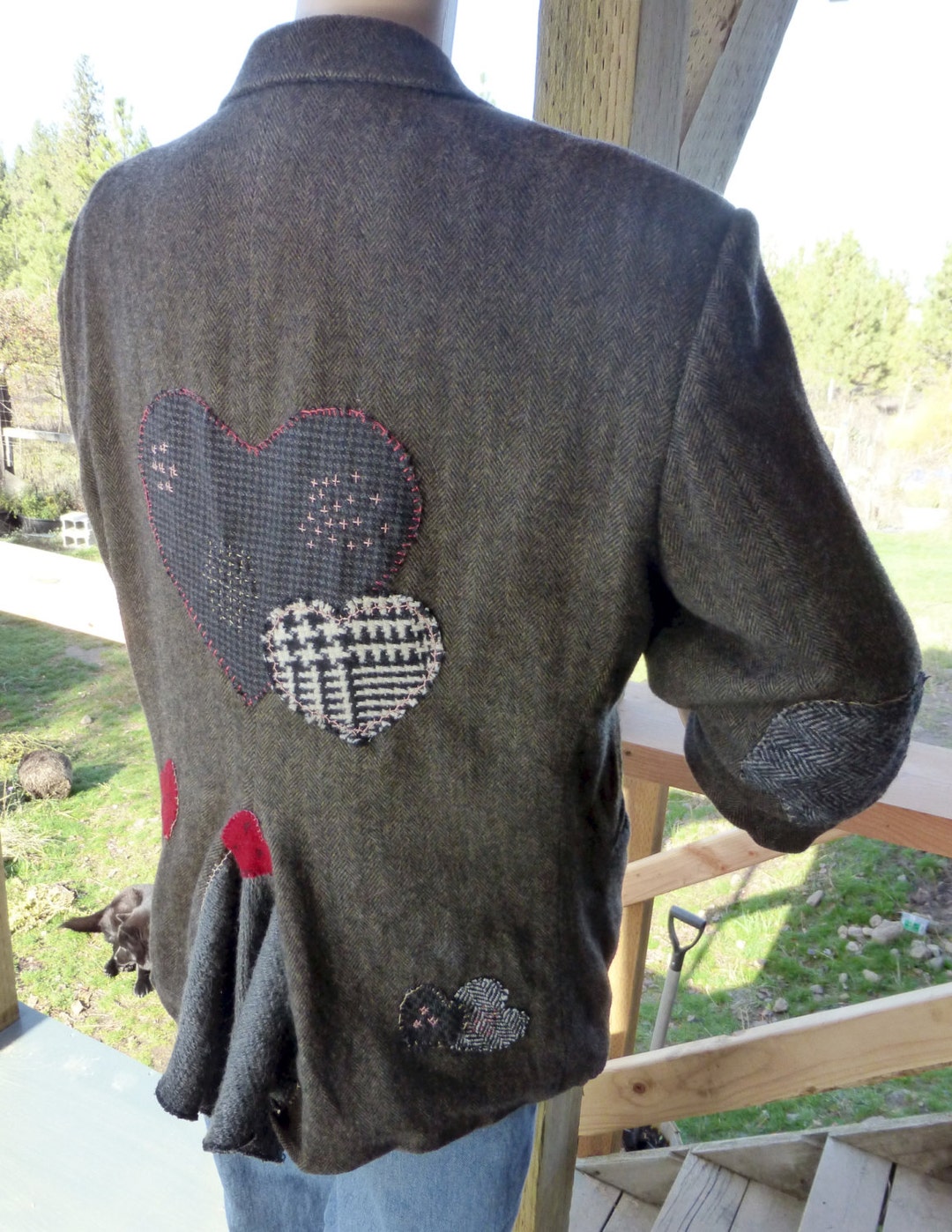 Funky Big Love Upcycled Tweed Riding Jacket With Embroidered - Etsy