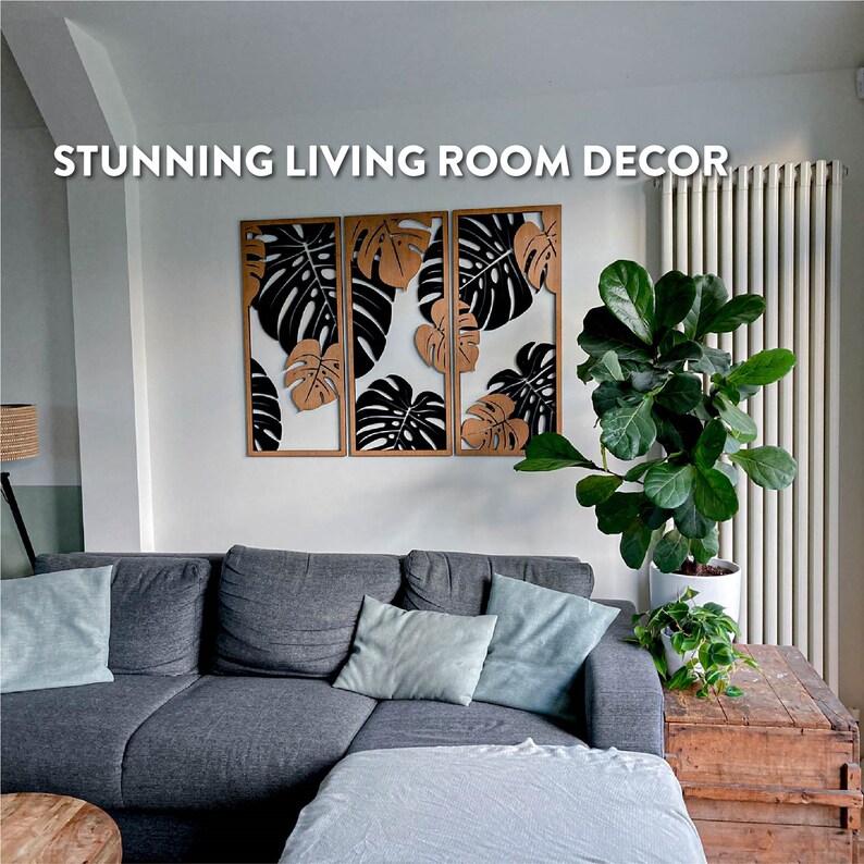 Jungle Wall Panel, Monstera Leaves Wall Decor, 3 Piece Wall Panels ...