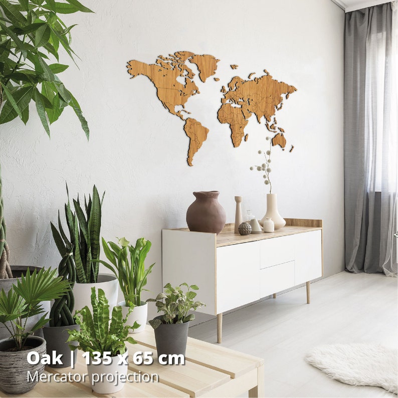 World Map Wood Oak / Walnut / Bamboo World Map Home - Etsy