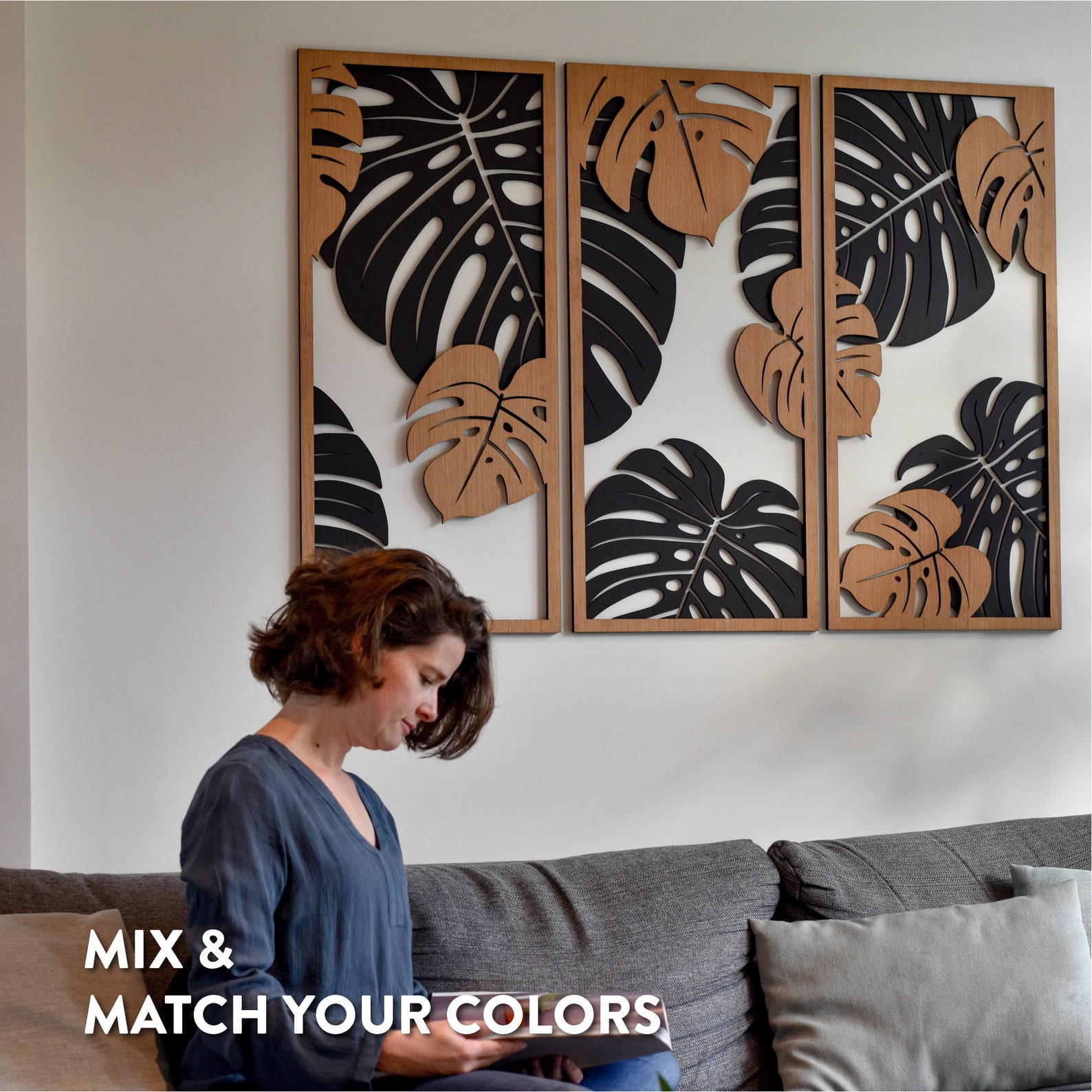 Jungle Wall Panel, Monstera Leaves Wall Decor, 3 Piece Wall Panels ...