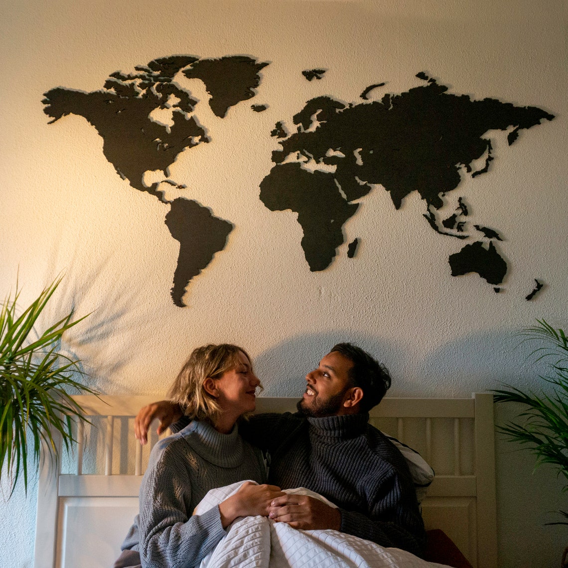 World Map Poster Black World Map Wall Art Wood World Map - Etsy