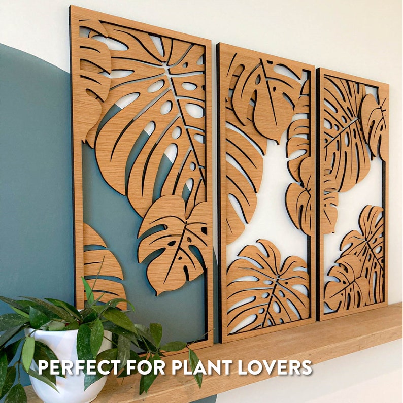 Jungle Wall Panel Monstera Leaves Wall Decor 3 Piece Wall - Etsy