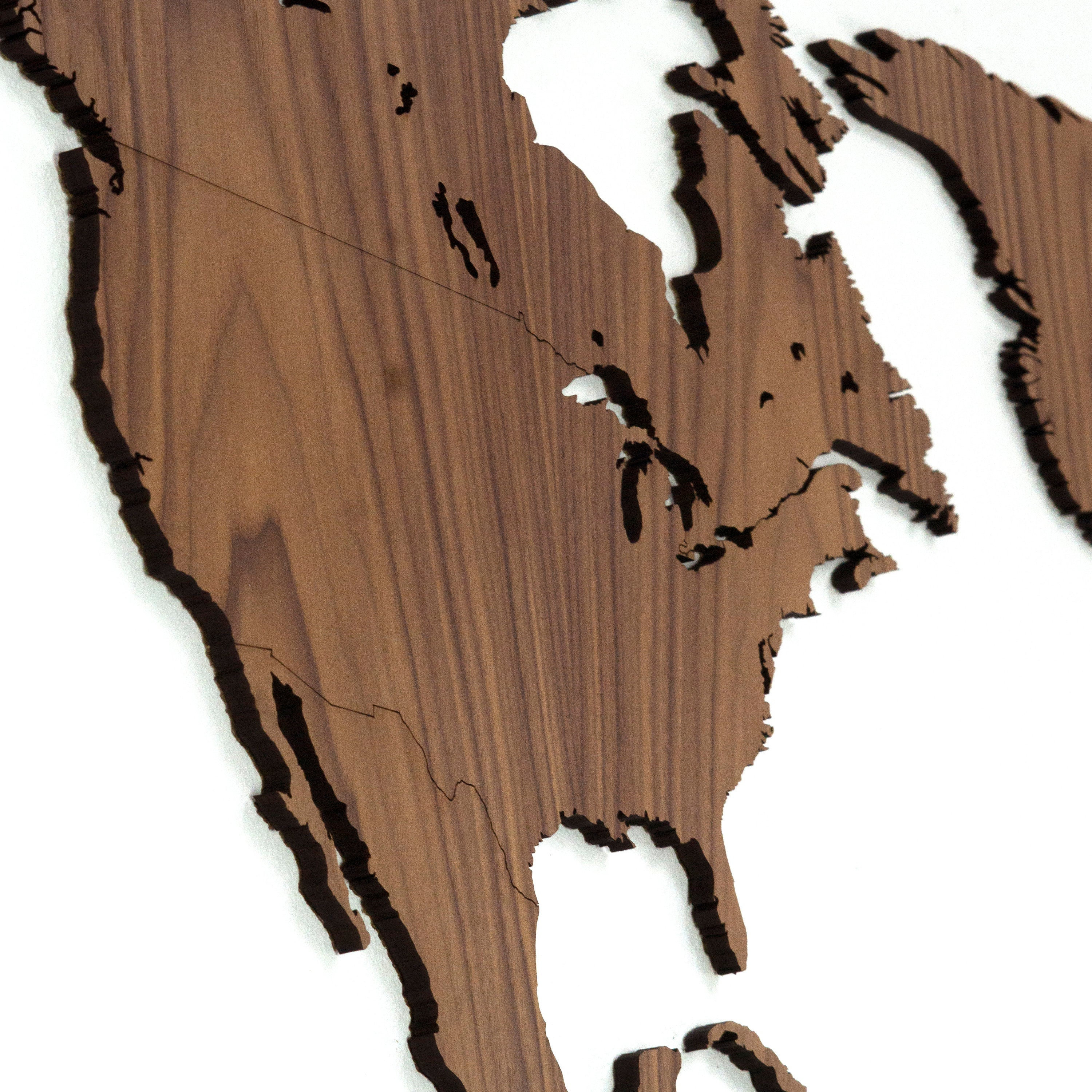 Wooden World Map Oak / Walnut / Bamboo World map Canvas | Etsy