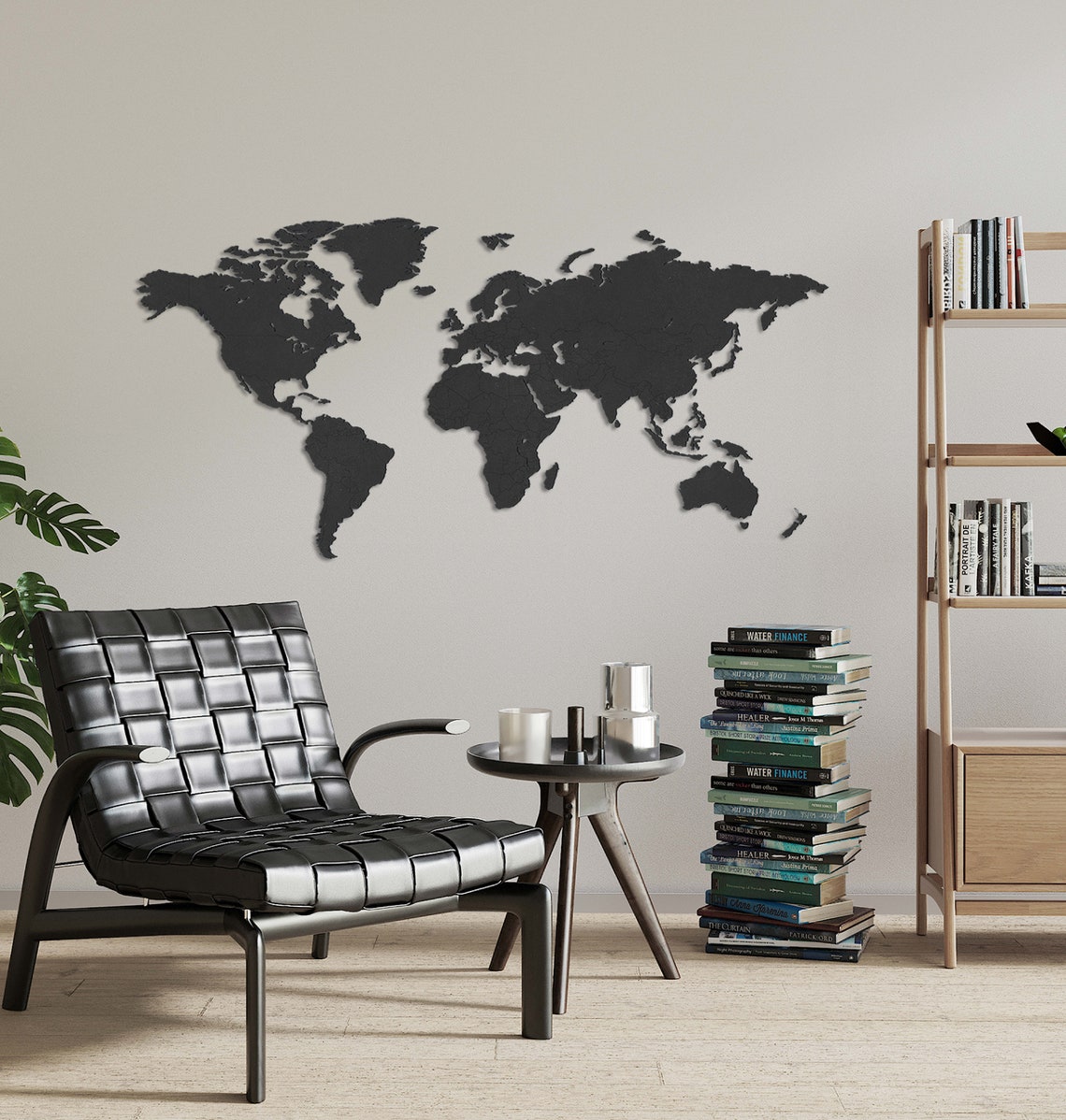 World Travel Map Black World Map Wall Art Wood World Map - Etsy