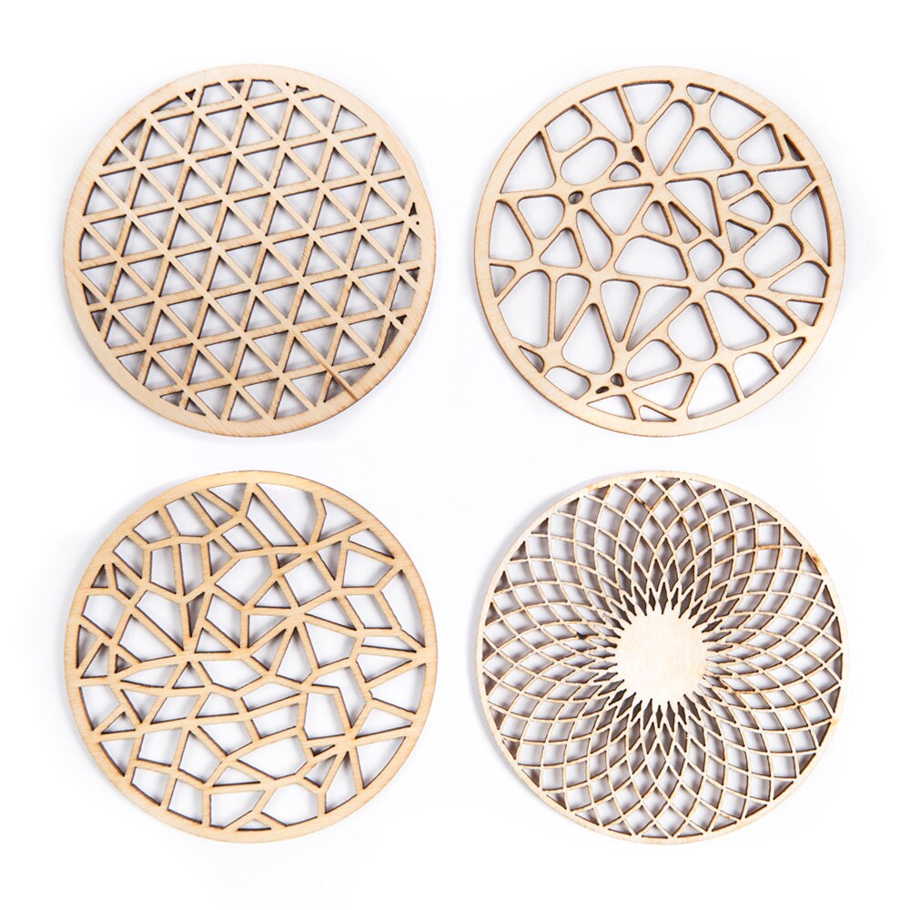 Wooden Coasters Set mix / Laser Cut Coasters/ | Etsy