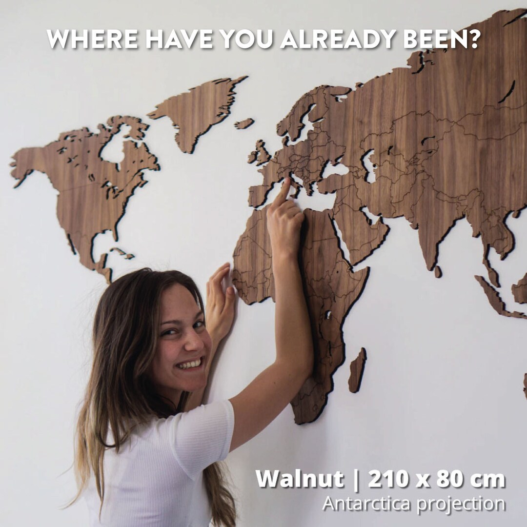 World Map Push Pin, Wooden World Map, Push Pin, Wall Art, Rustic, Decor ...