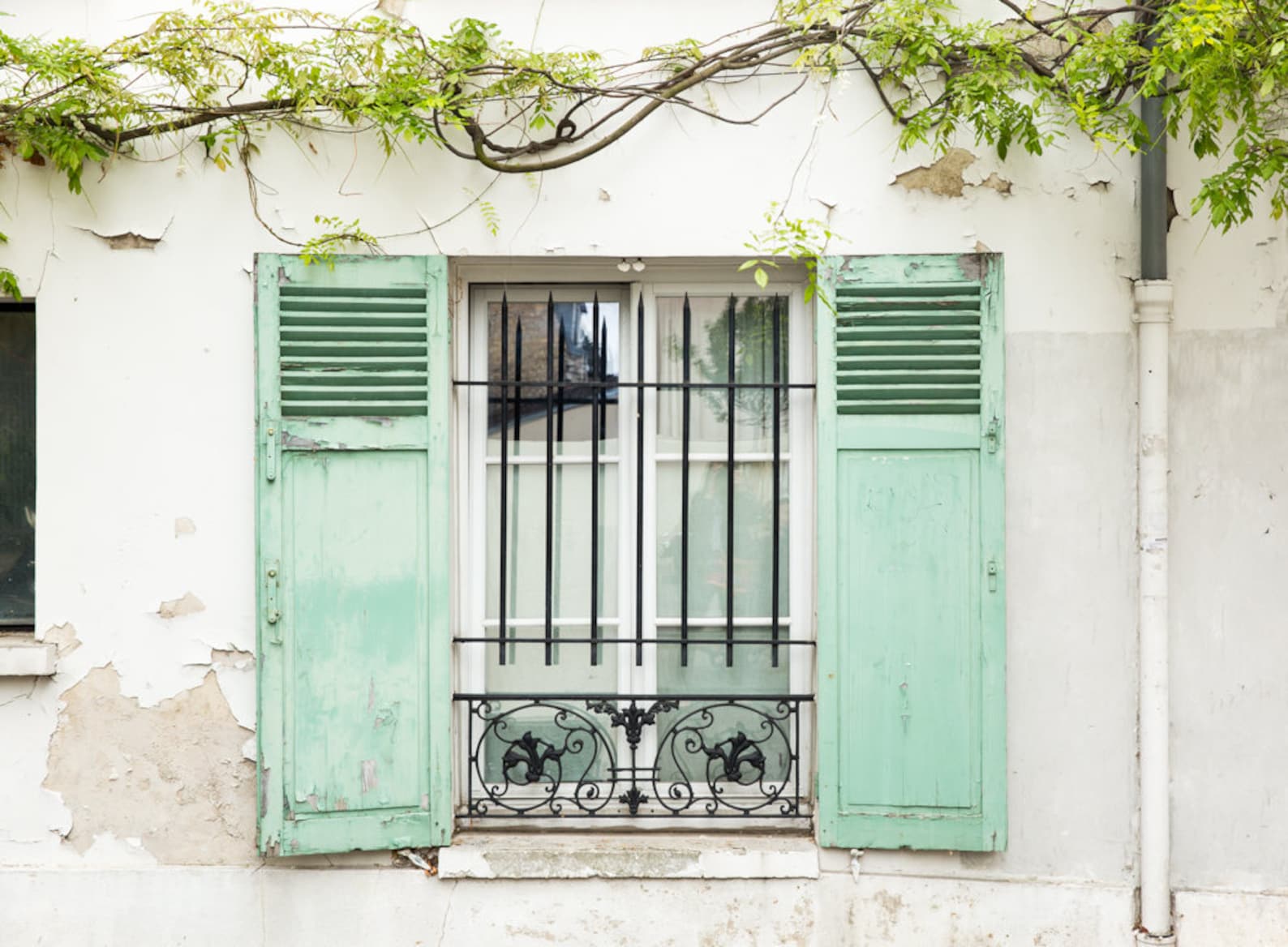 Paris Photography Print Window With Mint Shutters Paris Window Wall Art ...