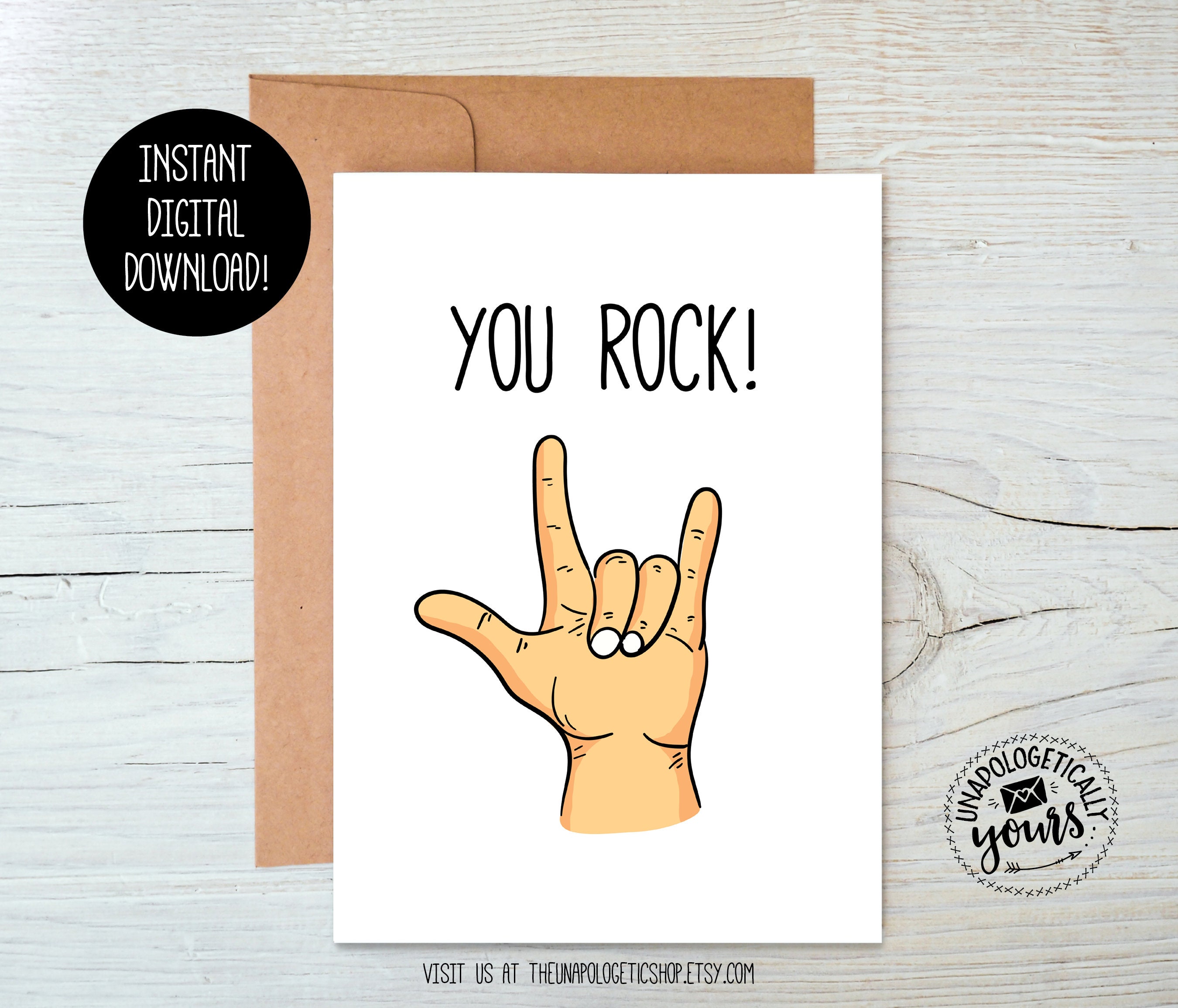 You Rock Printable Encouragement Card - Etsy