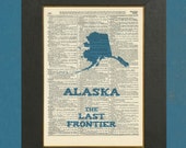 Items similar to Alaska The Last Frontier - Dictionary State Art Print ...