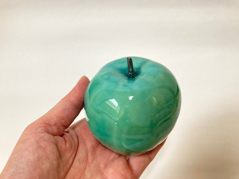 Apple Ceramic Sculpture Apple Fruits Turquoise Blue Glaze - Etsy