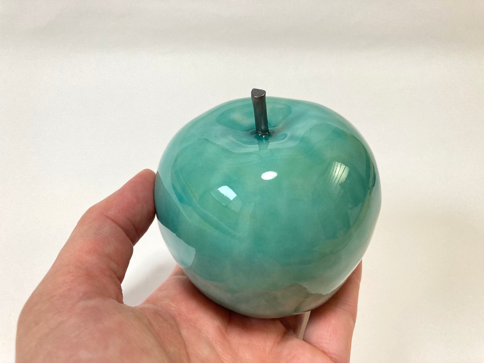 Apple Ceramic Sculpture Apple Fruits Turquoise Blue Glaze - Etsy