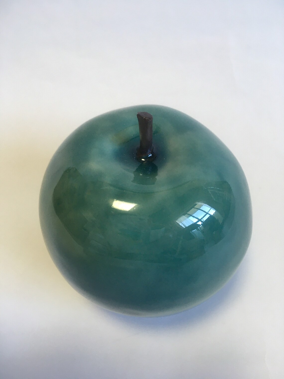 Apple Ceramic sculpture apple fruits turquoise blue glaze | Etsy