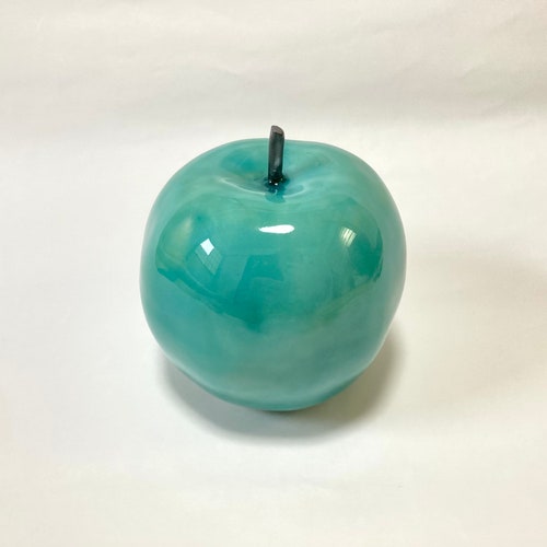 Apple Ceramic Sculpture Apple Fruits Turquoise Blue Glaze - Etsy