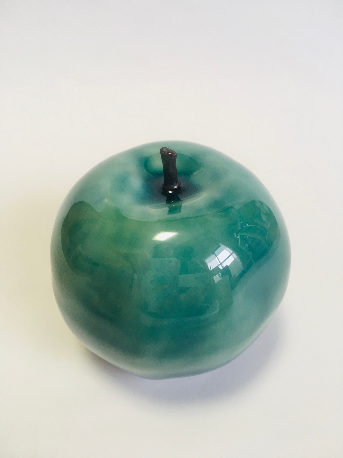 Apple Ceramic sculpture apple fruits turquoise blue glaze | Etsy