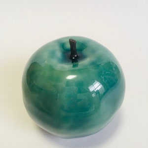 Apple Ceramic sculpture apple fruits turquoise blue glaze | Etsy